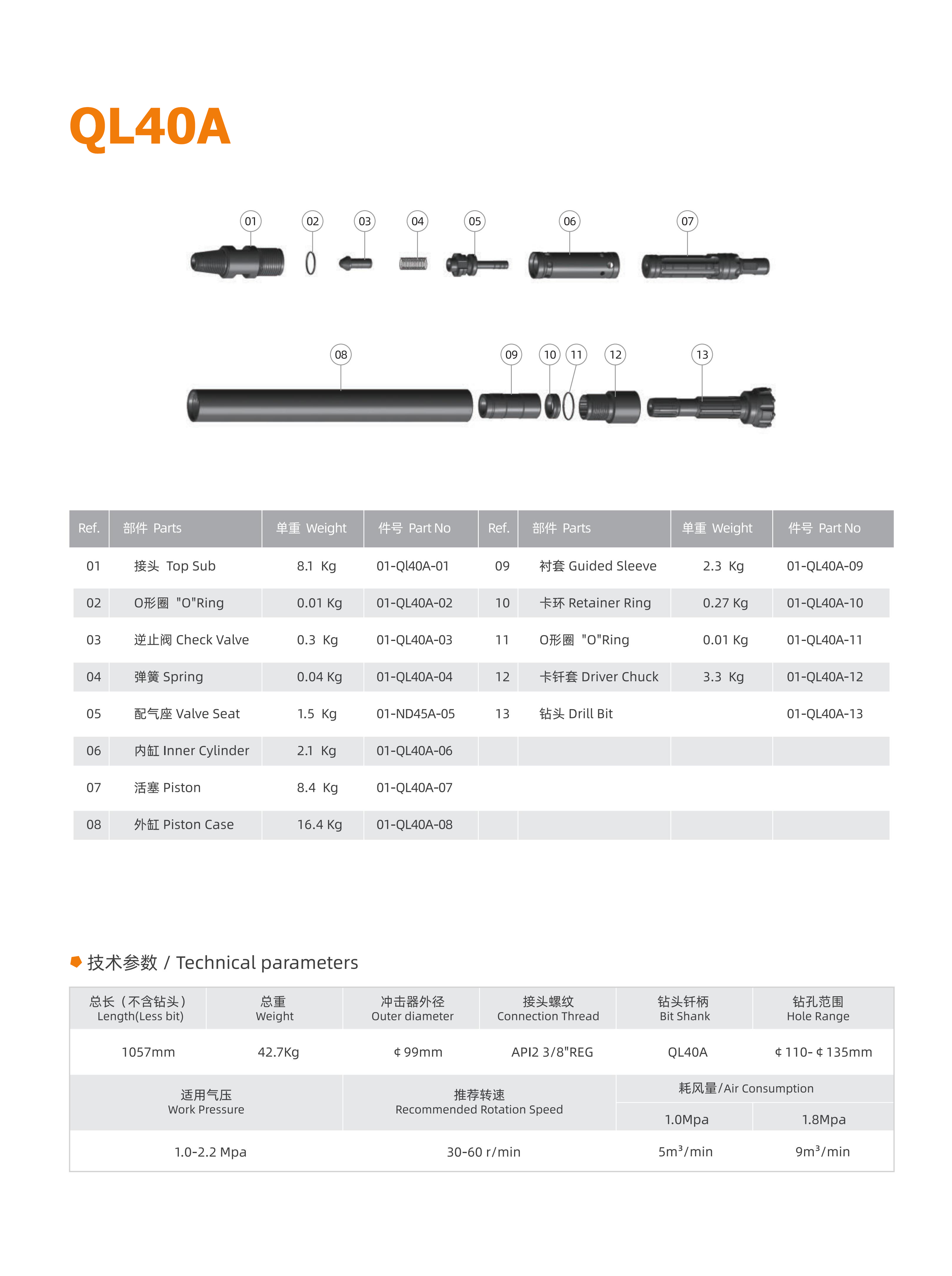 QL40A Valveless Series DTH HAMMER